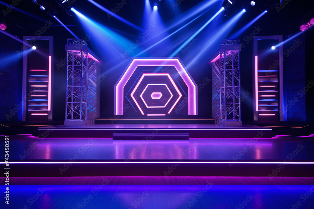 Modern Dance Stage Light Background With Spotlight Illuminated For Modern Dance Production Stage