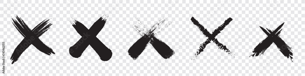 Black cross sign set. Wrong mark collection. Black cross X symbol ...