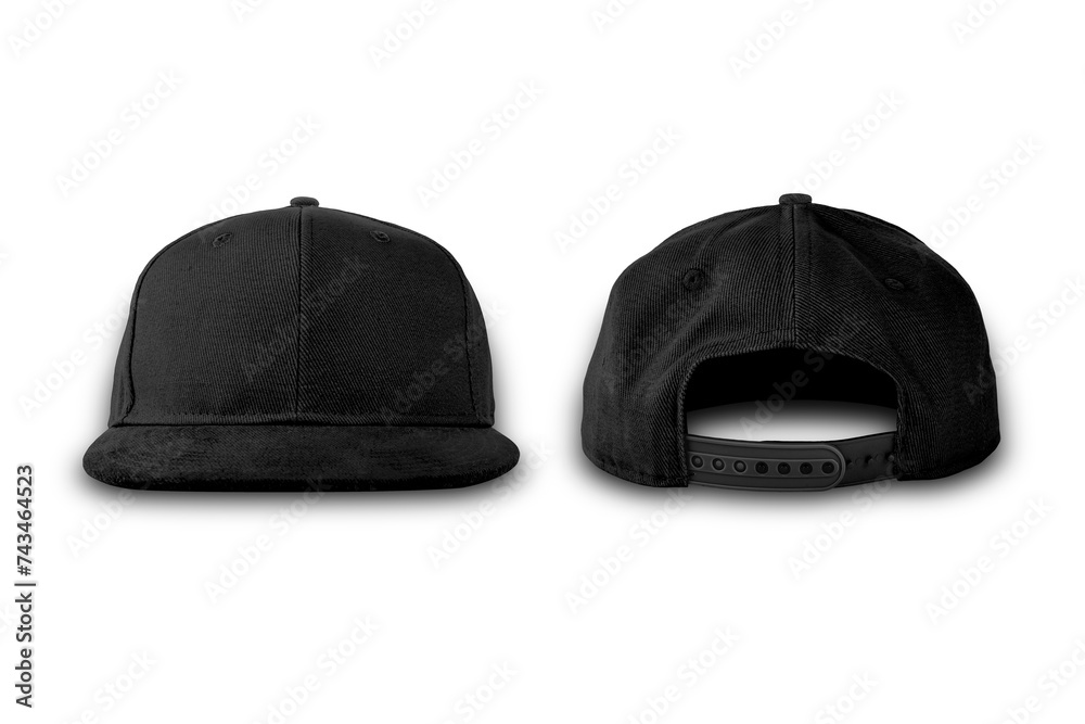 Fitted black hat from different angles isolated on a white background ...