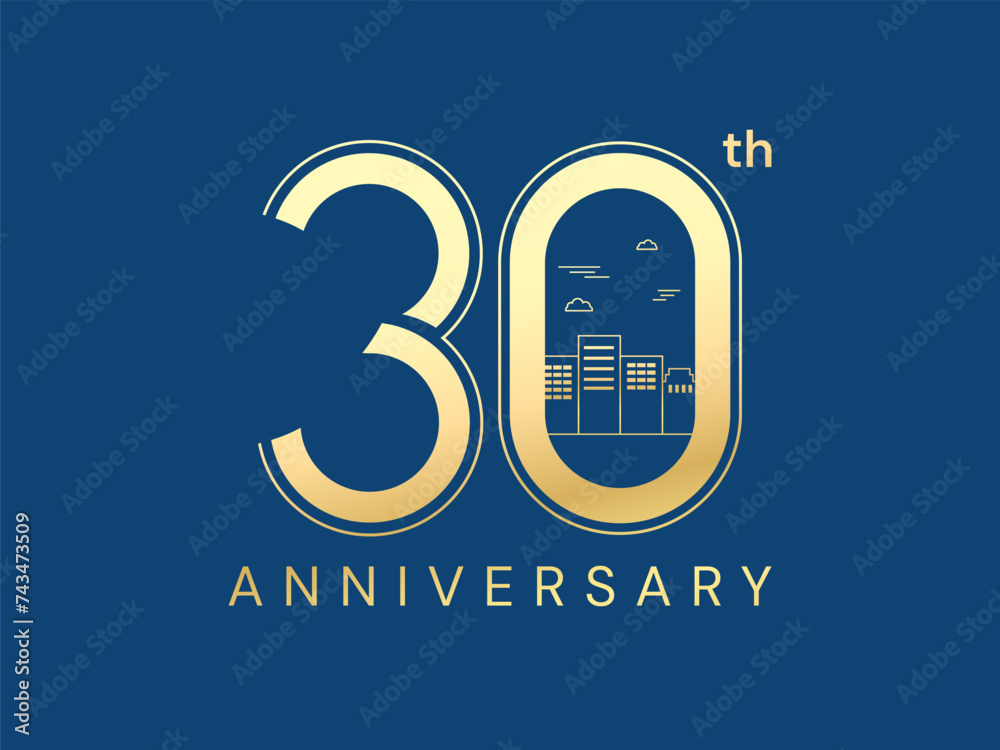 30th Anniversary luxury gold celebration logo vector illustration ...