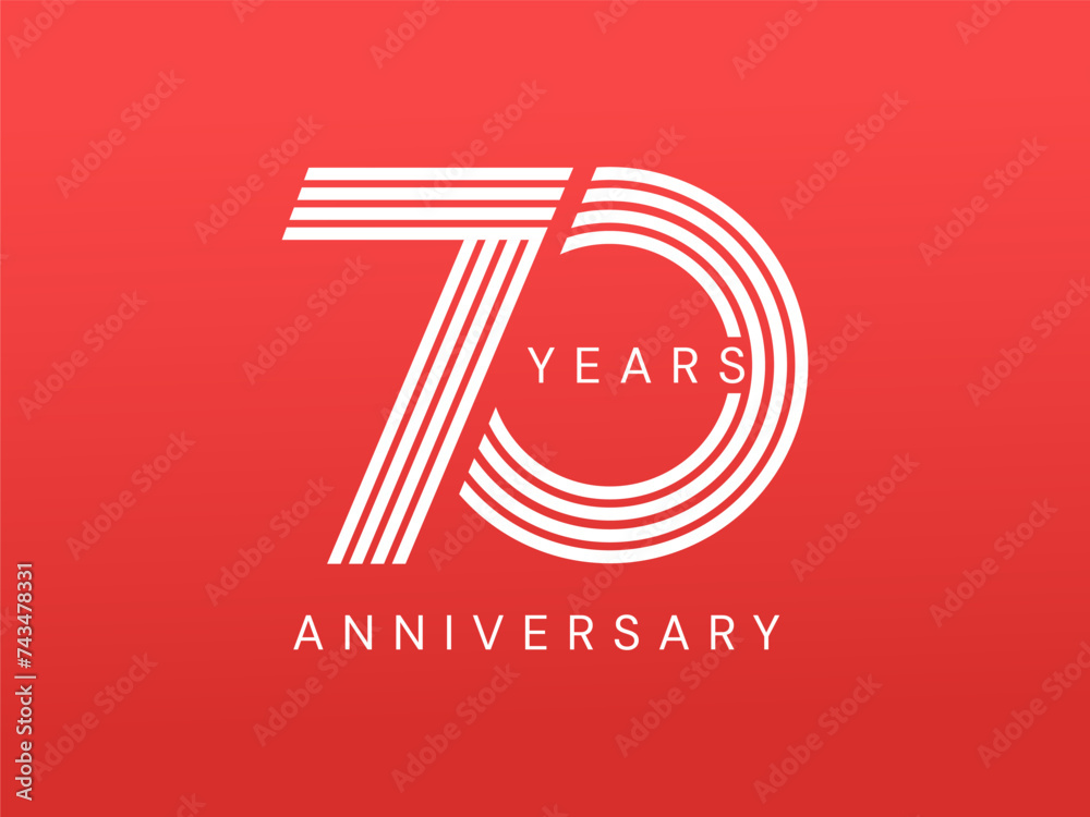 70th Anniversary celebration white color modern style lines in text ...