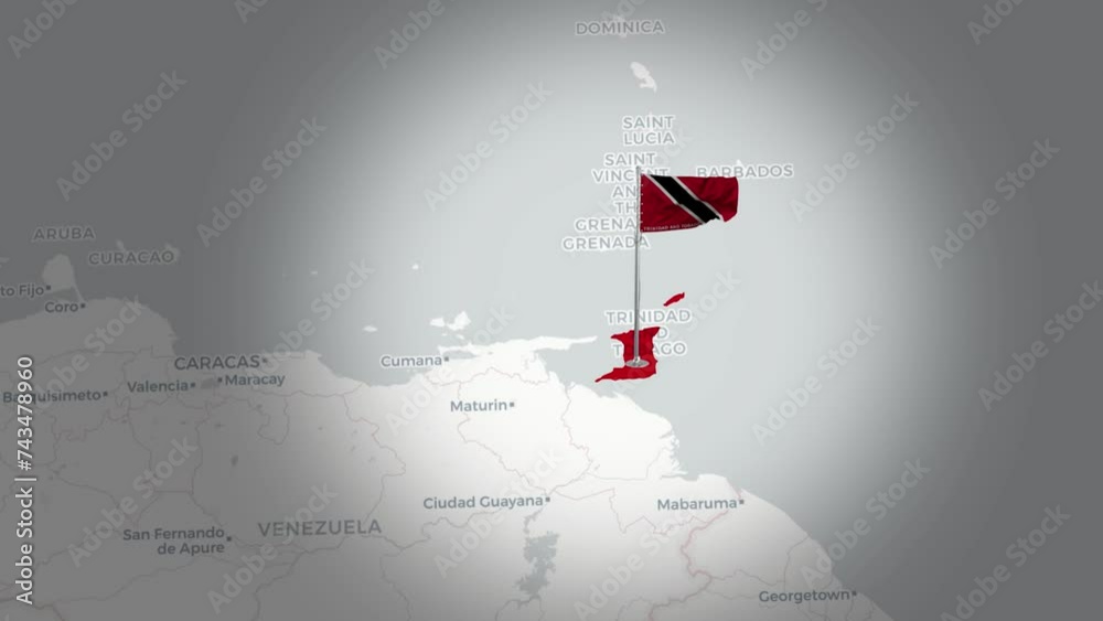 Trinidad and Tobago map.Aerial Views of Trinidad and Tobago map's Flag ...