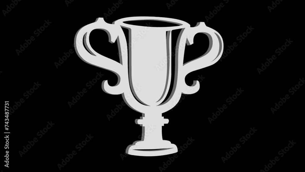 3d white trophy icon rotated animation loopable black background Stock ...