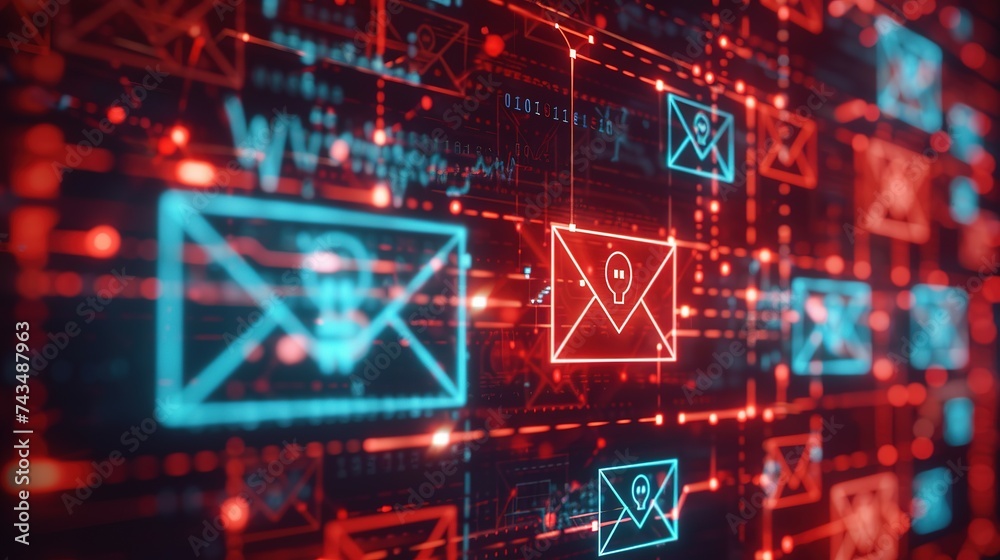 Detailed view of an email inbox with messages marked as malware and ...