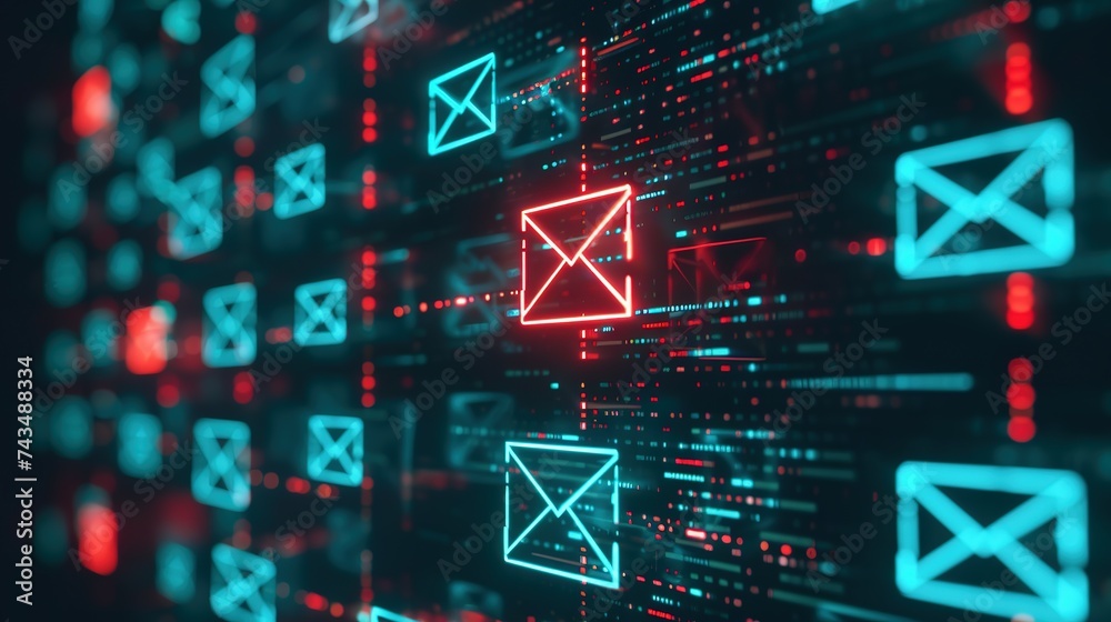 Detailed view of an email inbox with messages marked as malware and ...