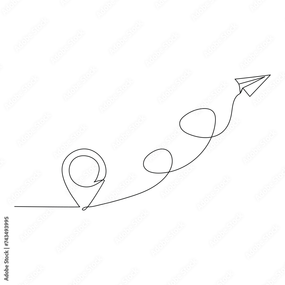 Continuous single line traffic one line map location pin art drawing ...