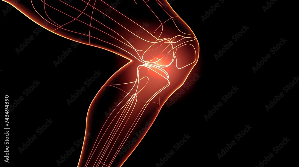 Knee joint person X-ray. Human anatomy. Knee cap pain concept. Leg ...