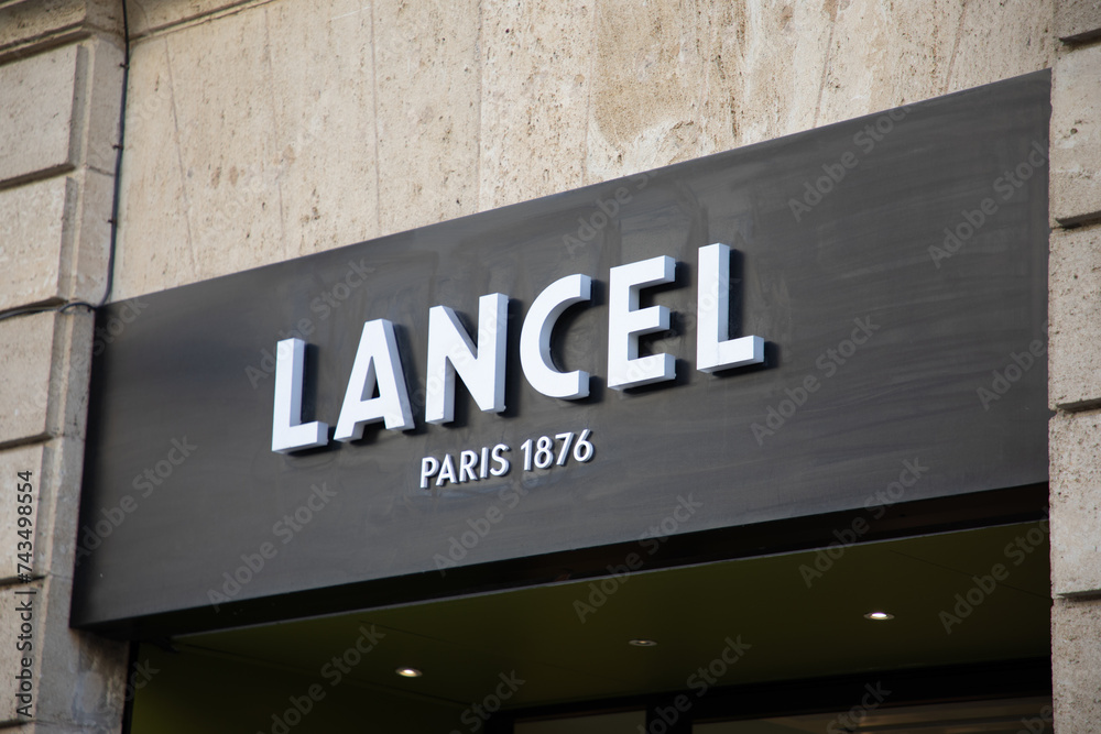 Lancel paris boutique logo brand and sign text on facade store fashion ...