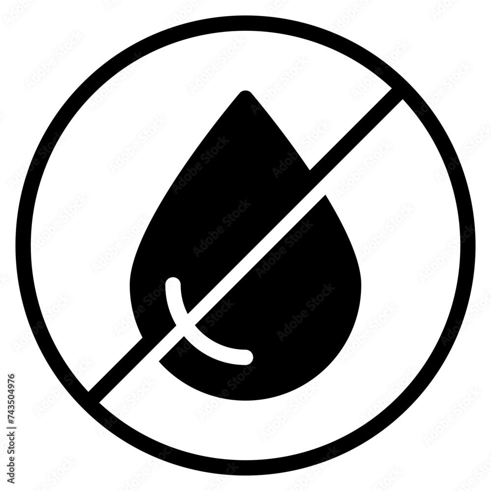 no water, Do not drink water, not clean water, water drop with ban ...