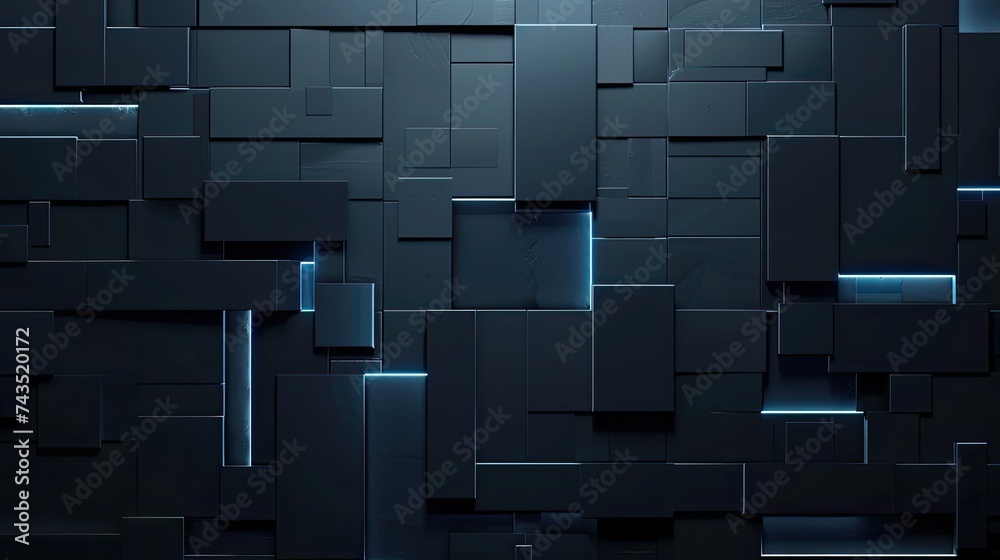 Futuristic, high tech, dark background, with a rectangular block ...