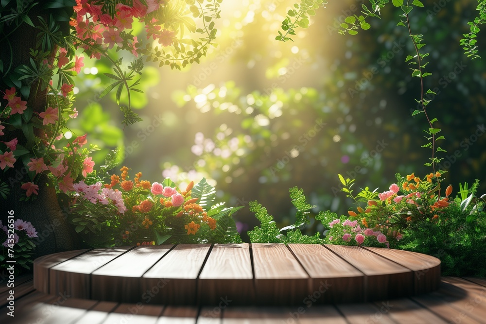 Garden display podium. A digital illustration of a wooden podium ...