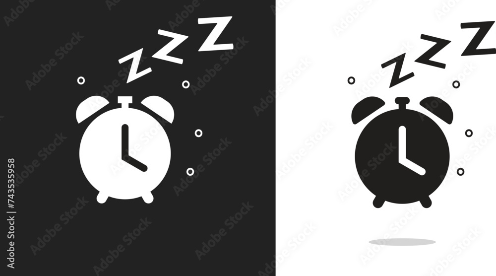Sleep time zzz clock icon simple vector graphic illustration set, black ...