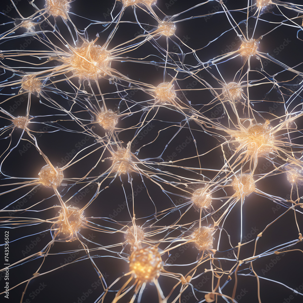 einzelne Neuronen und Synapsen mit ihren Verbindungen Stock ...