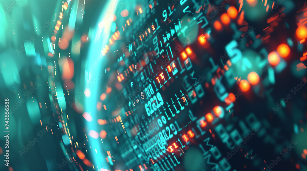 Detailed view of a computer monitor revealing a series of numerical ...