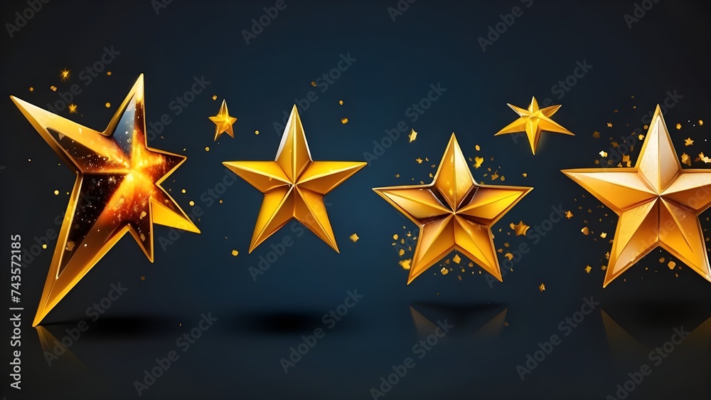 Stars collection. Star vector icons. Golden and Black set of Stars ...