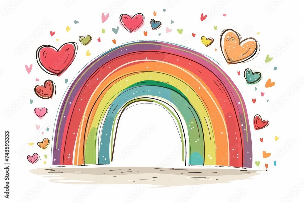 LGBTQ Pride fundraising. Rainbow contour drawing colorful bone ...