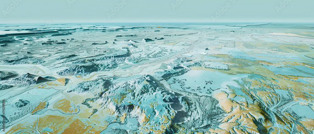 Close-up of 3D LiDAR GIS map, scan, modelling the surface of a ...