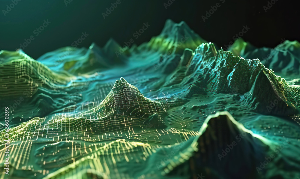 LiDAR technology generating point cloud data for a hilly mountainous ...