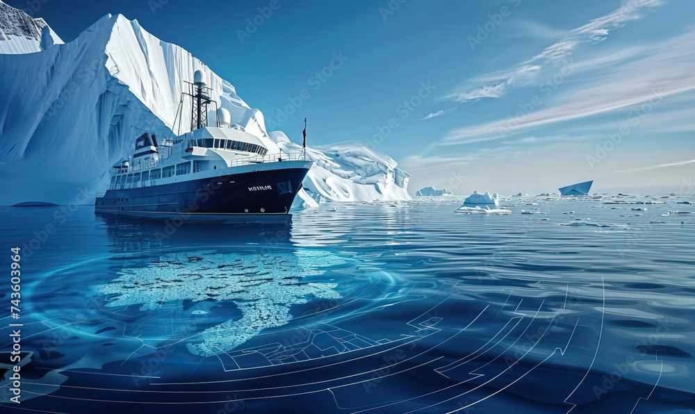 Polar exploratory ship conducting bathymetry and generating seabed maps ...