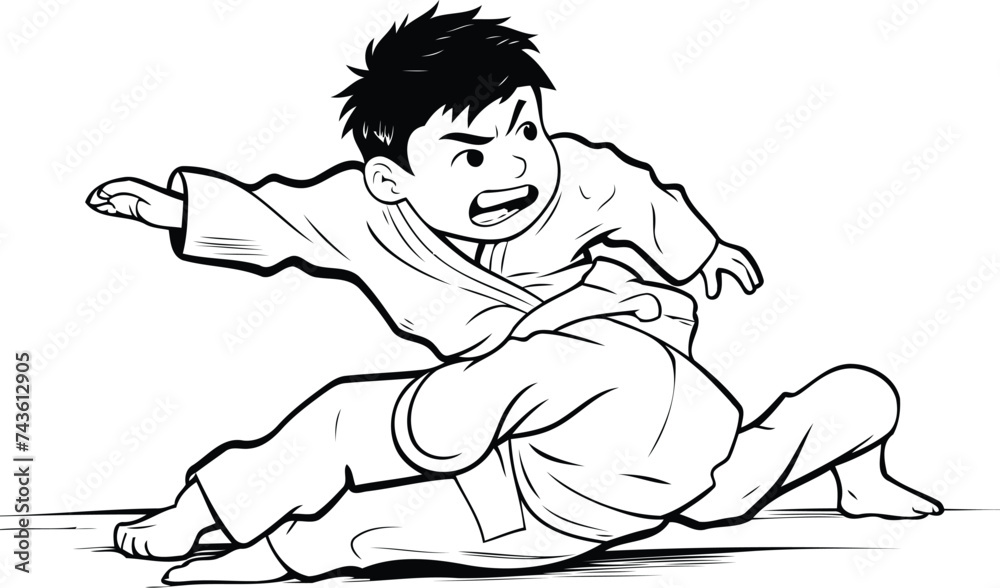 Karate kick - vector cartoon illustration of a karate kick. Stock ...