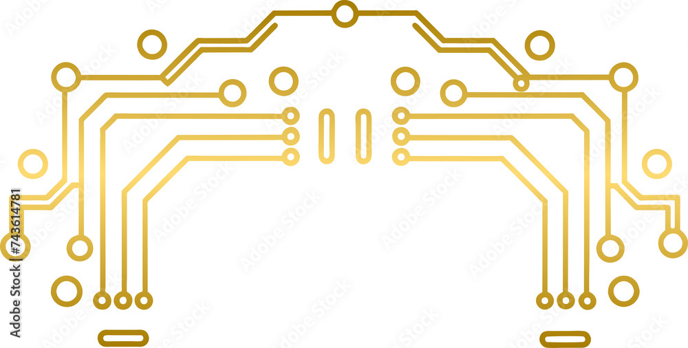 Gold chip lines corner border, golden circuit board chip lines corner ...