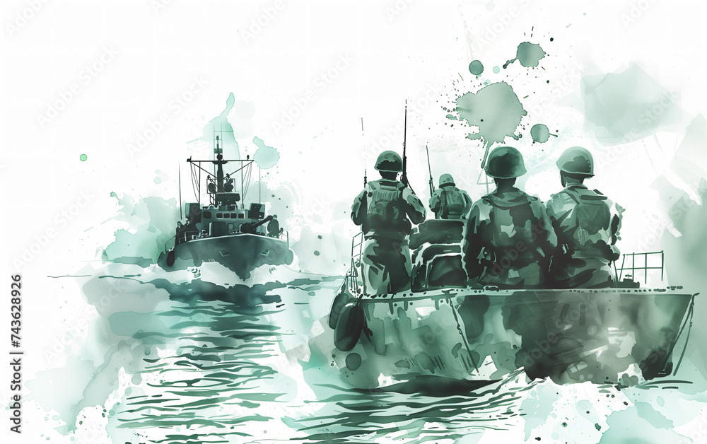 D-Day normandy landing 1944, WWII landing crafts and soldier on the ...