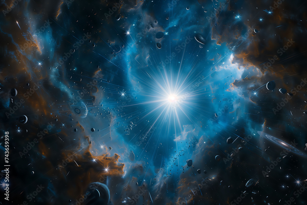 Alien planets and stars, galaxy concept map, universe, planet birth ...