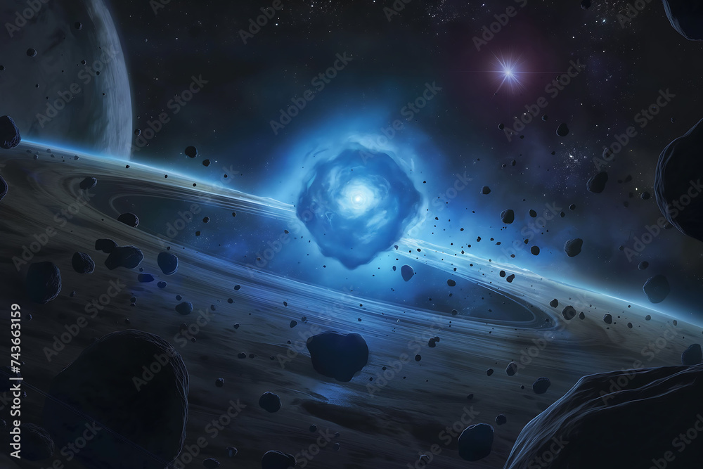 Alien planets and stars, galaxy concept map, universe, planet birth ...