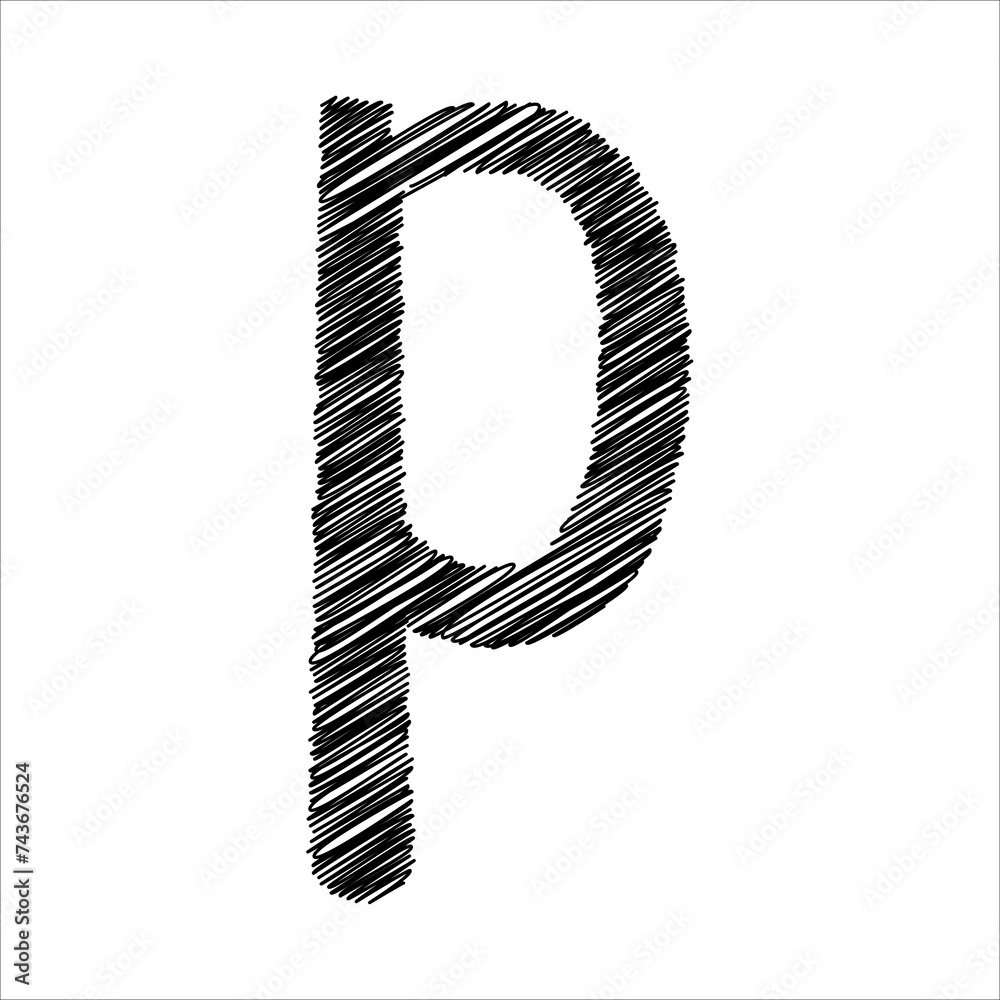 black Pencil sketch of the letter p lowercase Stock Vector | Adobe Stock