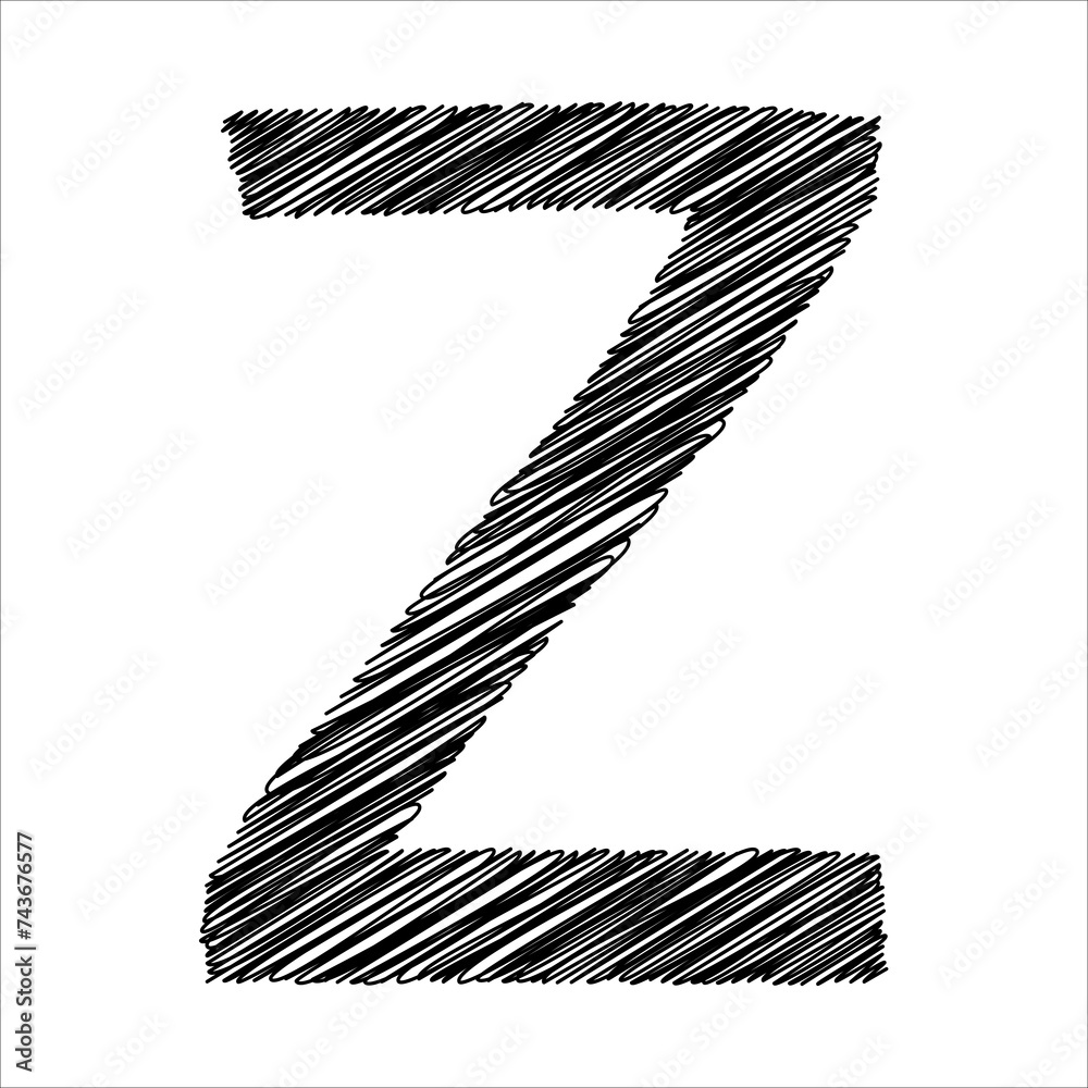 black Pencil sketch of the letter z lowercase Stock Vector | Adobe Stock