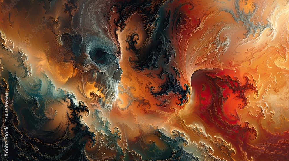 Scary demon and a satan in an angry scene, in the style of otherworldly ...