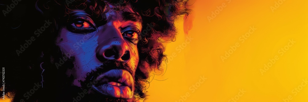 colorful Abstract portraits of a beautiful African american man with ...