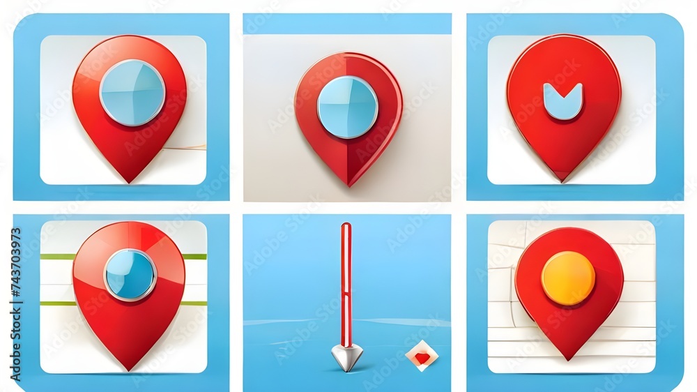 Set of map pin location icons. Modern map markers .Vector illustration on a white background ...