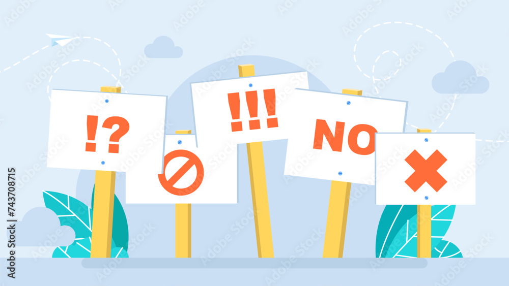 Set of signs with signs of prohibition, refusal, negative, against ...