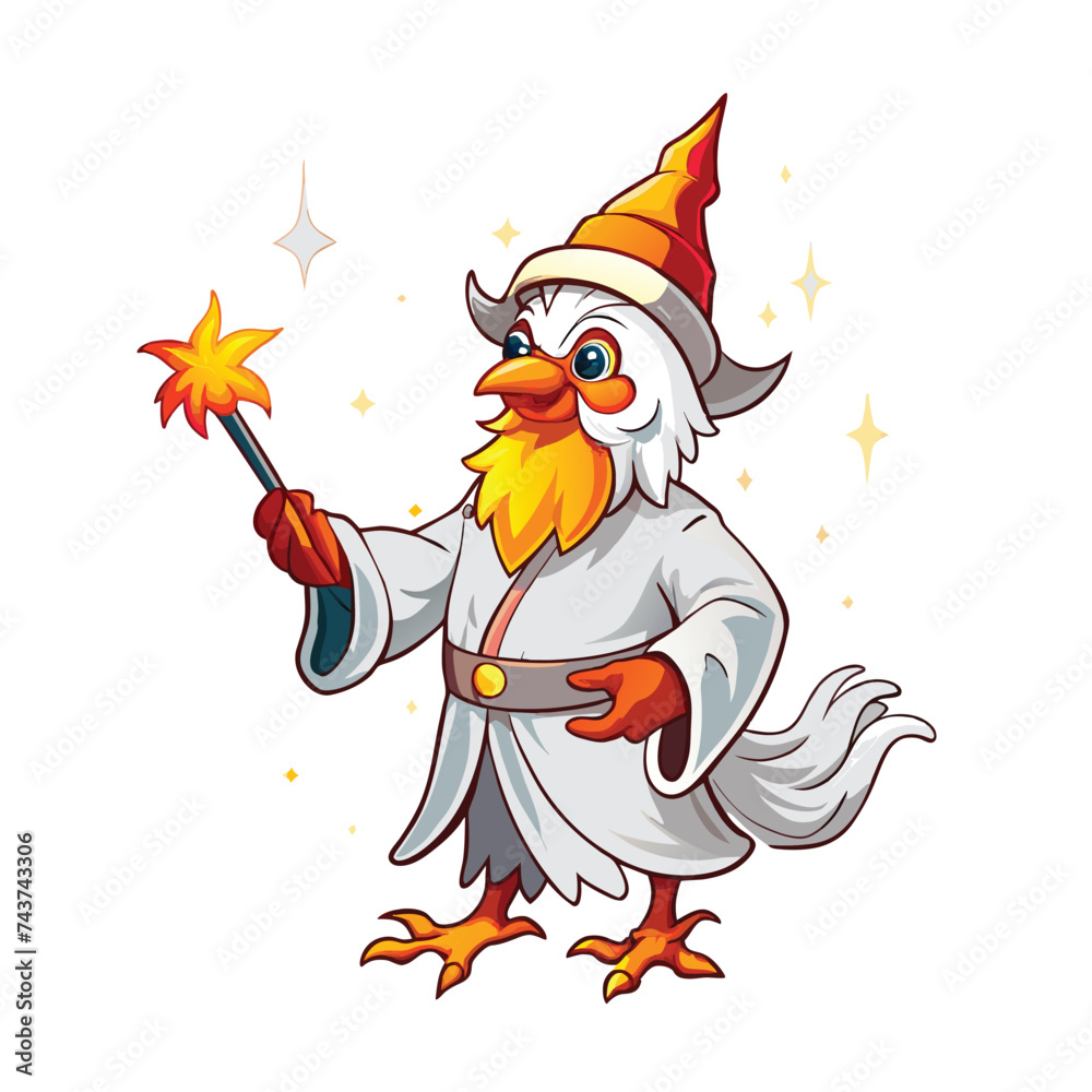 wizard chicken cartoon illustration Stock Vector | Adobe Stock