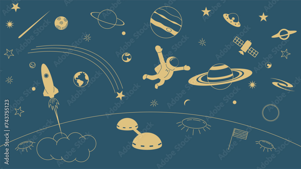 Solar system planets and astronaut in outer space Exploring space ...