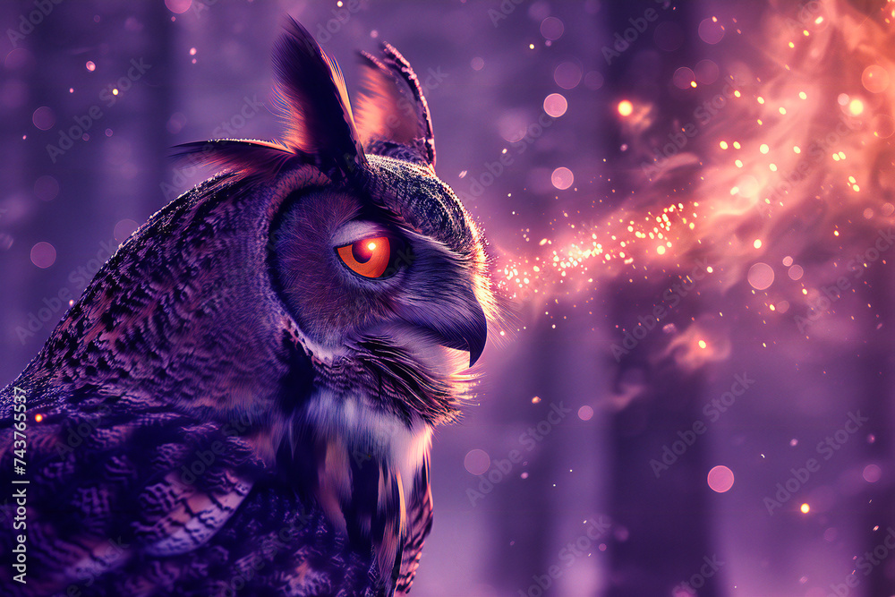 Eurasian eagle-owl portrait, showcasing the majestic and intense gaze of one of natures most ...