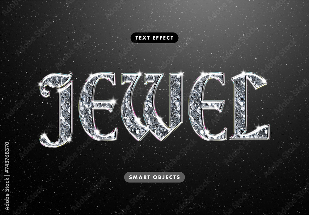 Chrome Diamonds Gothic Text Effect Mockup Stock Template | Adobe Stock