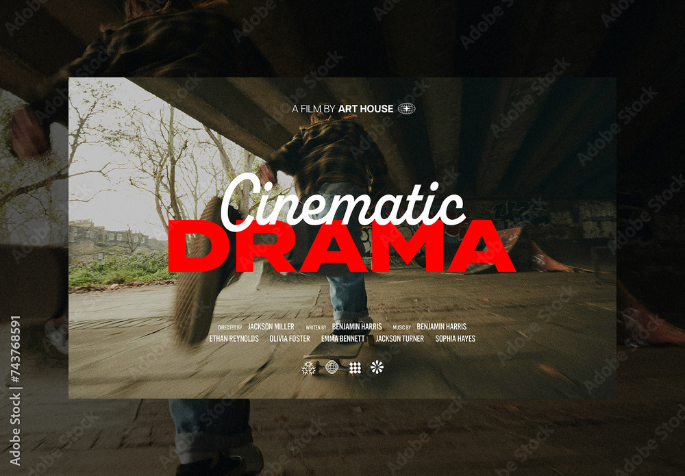 Cinematic Drama Credits Movie Titles Template Mockup Stock Template ...