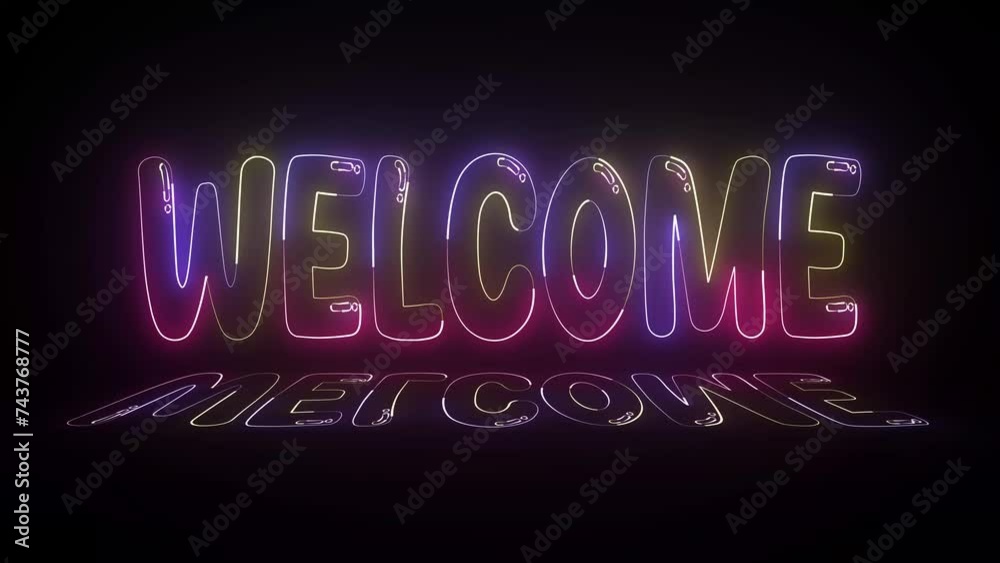 Glowing 3D Welcome text background animation on the black background ...