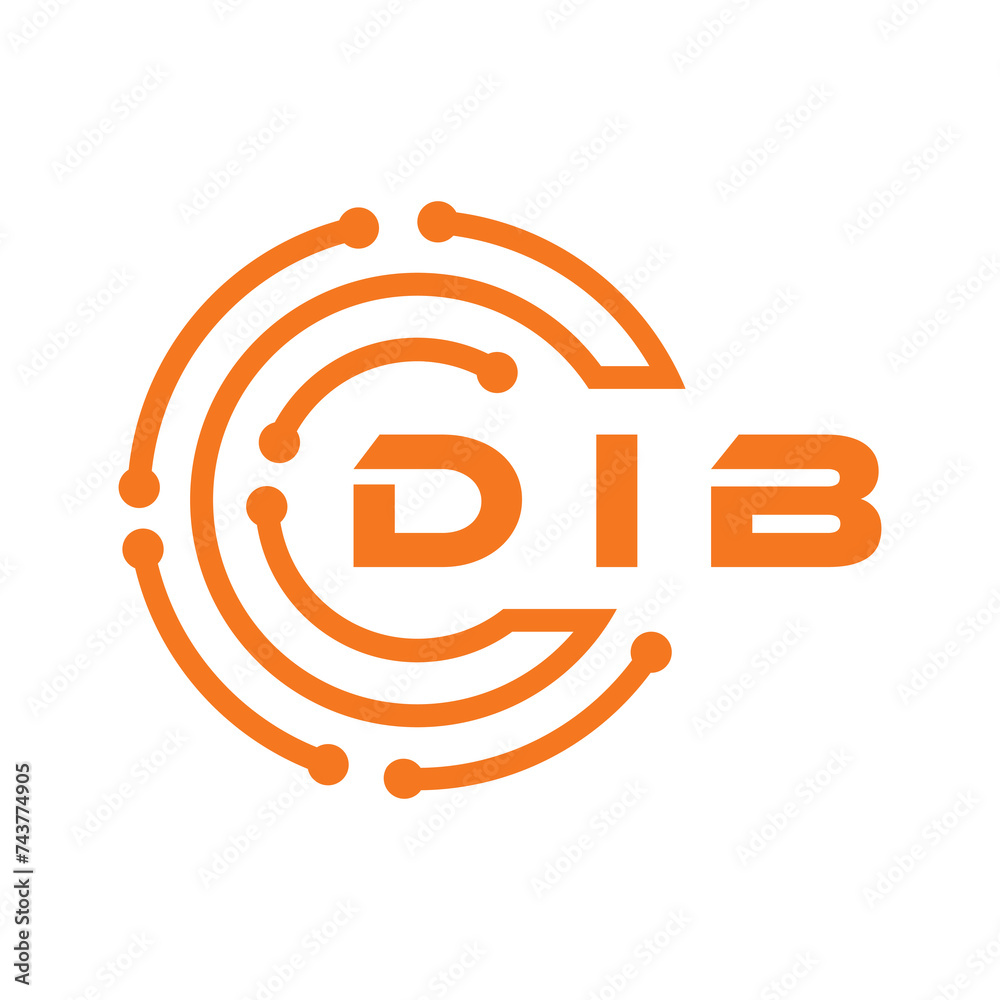 DIB letter design. DIB letter technology logo design on white ...