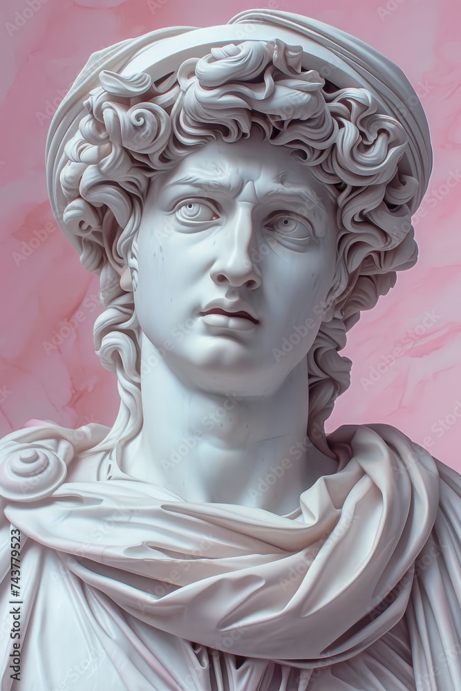 A statue of a man adorned in a stylish hat and cozy scarf, exuding a ...