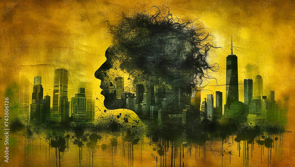 Abstract Human Connection: A Portrait Blending Cityscape and Individual ...