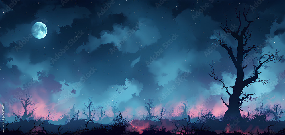 Silhouette dead tree background Stock Illustration | Adobe Stock