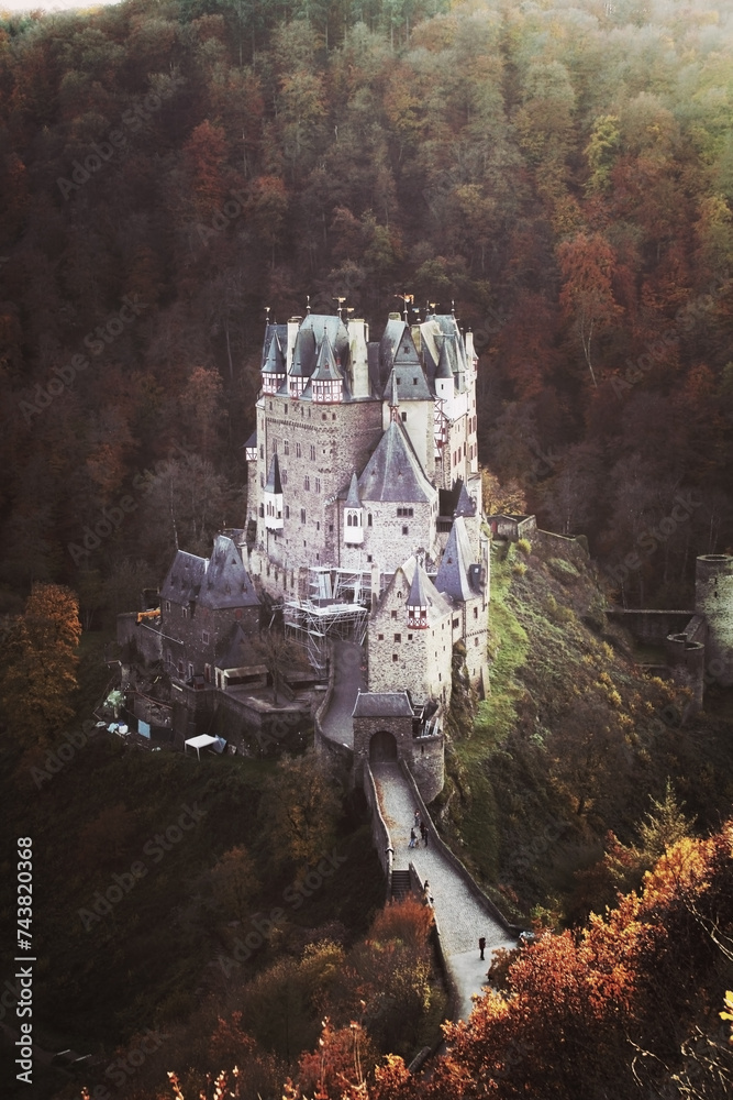 Burg Eltz picturesque medieval castle at the rhine valley Germany. Fall ...