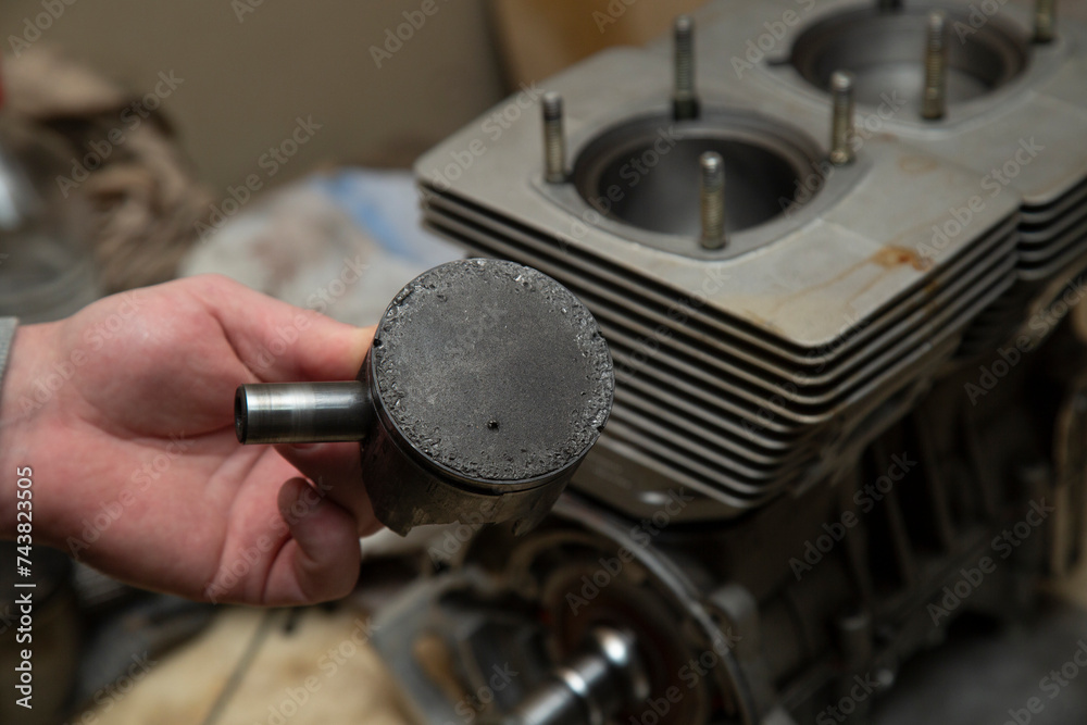 Snowmobile repair.Repair of the snowmobile engine.Disassembly of the ...