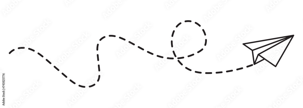 Paper plane with dotted line, Origami paper airplane, Travel symbol ...