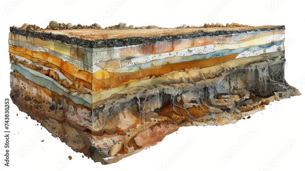 Cross-section of an urban soil profile showing contamination layers and ...