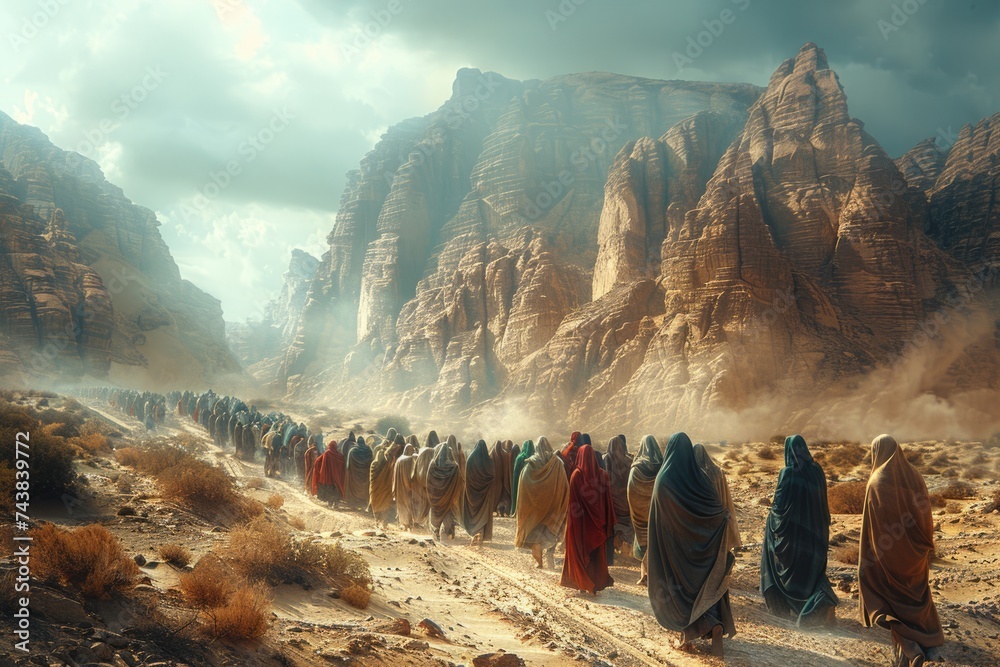 Moses leads jews through desert, biblical journey to promised land in ...