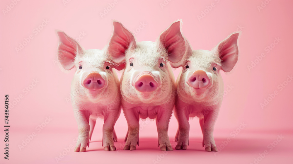 minimalist background National Pig Day theme, and wide copy space, cute ...